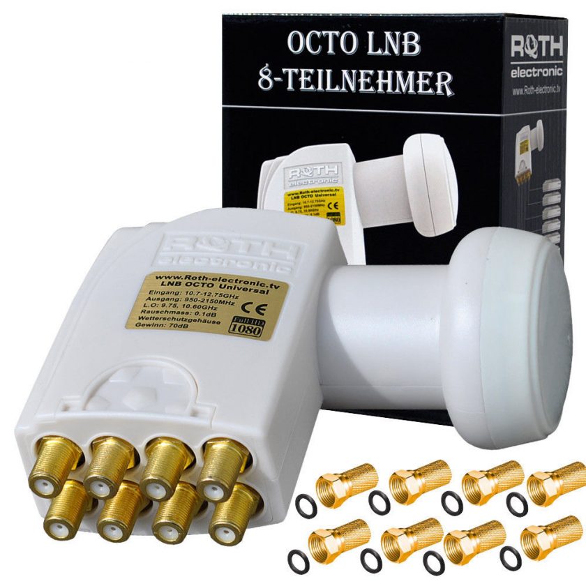 8-Teilnehmer LNB Octo Direktanschluss High Gain 4K Full HD LNB 8x F-Stecker HQ - Roth-electronic.tv