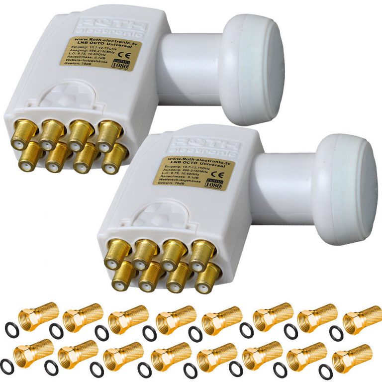 2x 8-Teilnehmer LNB Octo High Gain 4K Full HD Direktanschluss LNB 16x F-Stecker - Roth-electronic.tv
