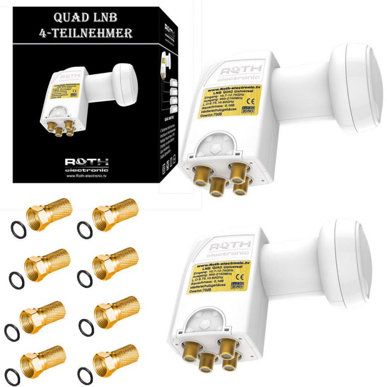2x Quad LNB 4-Teilnehmer roth-electronic.tv Full HD 3D 4K Ultra HD 8x F ...