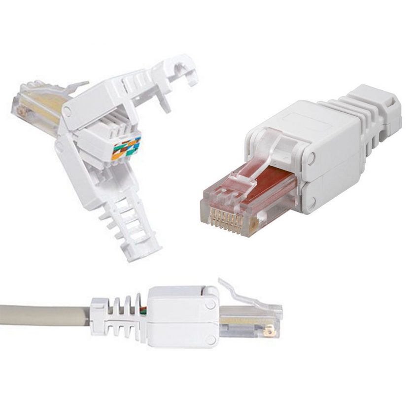 2x Netzwerk-Stecker RJ45 für Cat5 Cat6 UTP AWG 24-26 Montage ohne LSA ...